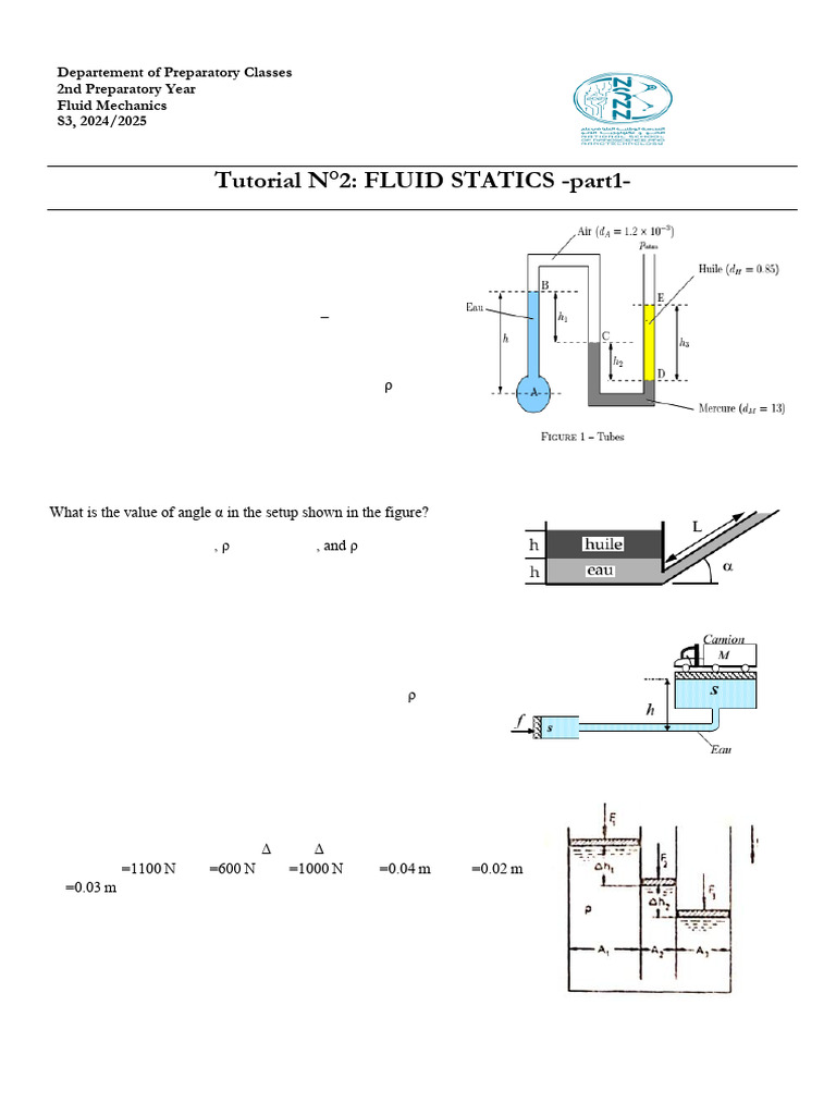 FM - Tut N-2 - Fluid Statics | PDF