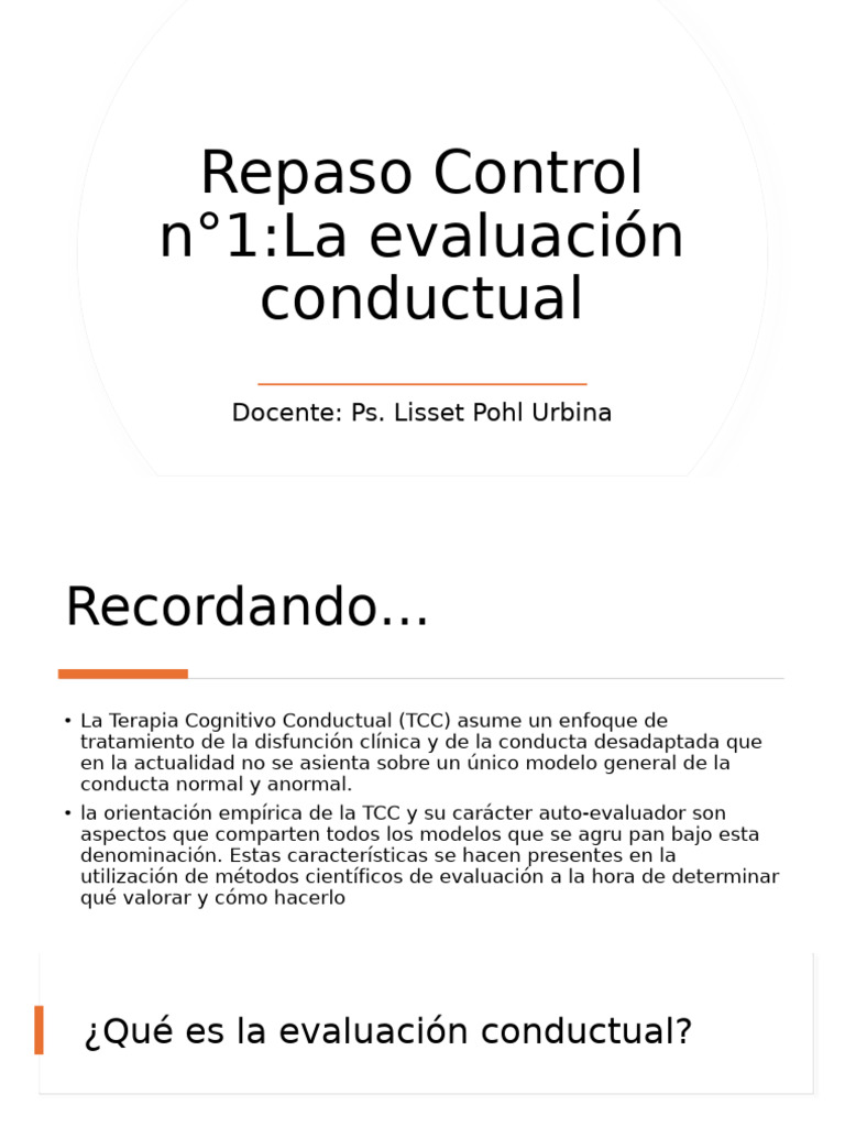 Clase Repaso Control 1 - Teorias Cognitivas | PDF | Comportamiento | Evaluación