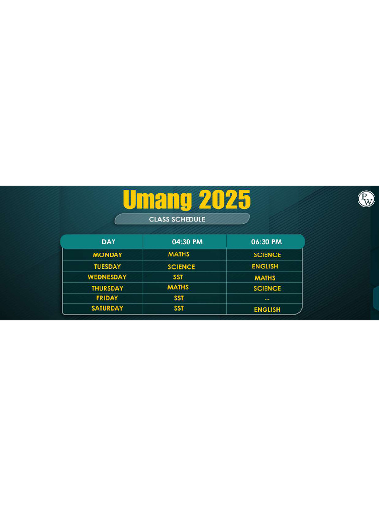 Class Schedule - PDF Only - Umang 2025 | PDF