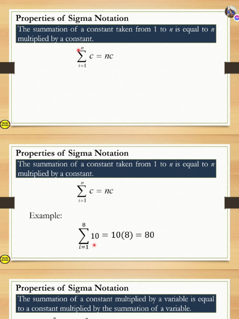 Properties of Sigma Notation - 20241020 - 210839 - 0000 | PDF