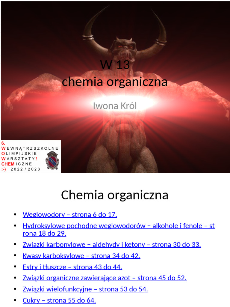 Prezentacja - W 13 6.WOW - Chem 2022 - 2023 | PDF