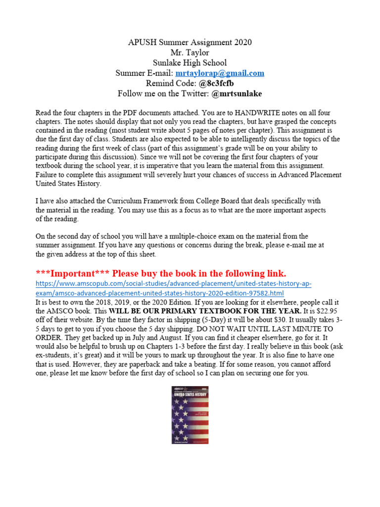 APUSH Summer Assignment 2020 | PDF | Mesoamerica
