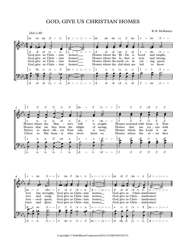 God, Give Us Christian Homes - Full Score | PDF | Graphemes | Phonetics