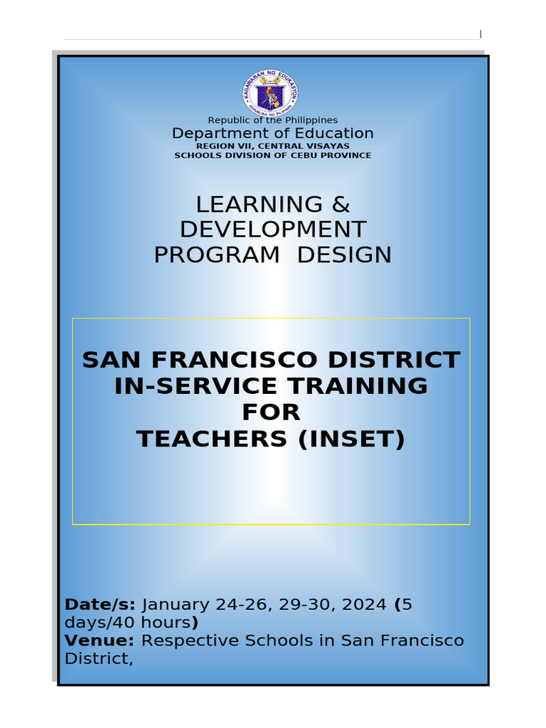 San Francisco District Inset 2024 Lnd Program Design | PDF | Teachers | Mentorship