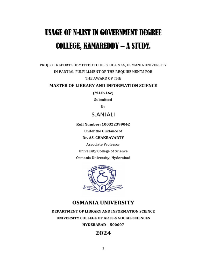 N List Anjali (Anu) 2 (2) Word | PDF | Survey Methodology | Libraries