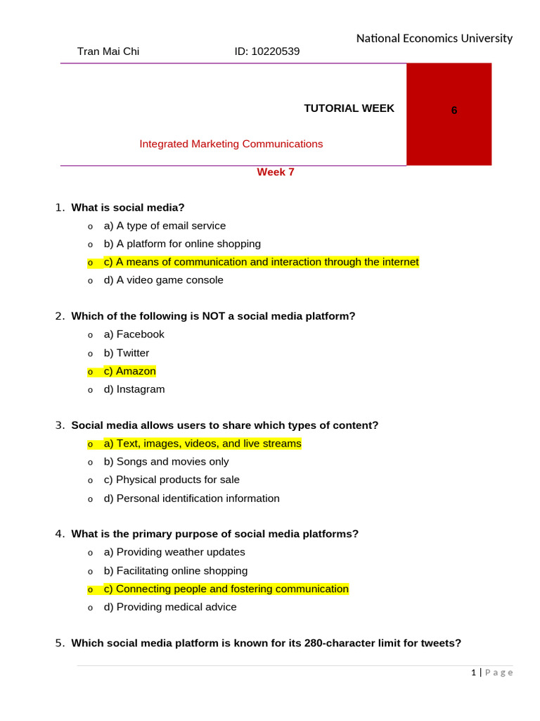 W7 - Tutorial | PDF | Social Media | Popular Culture & Media Studies