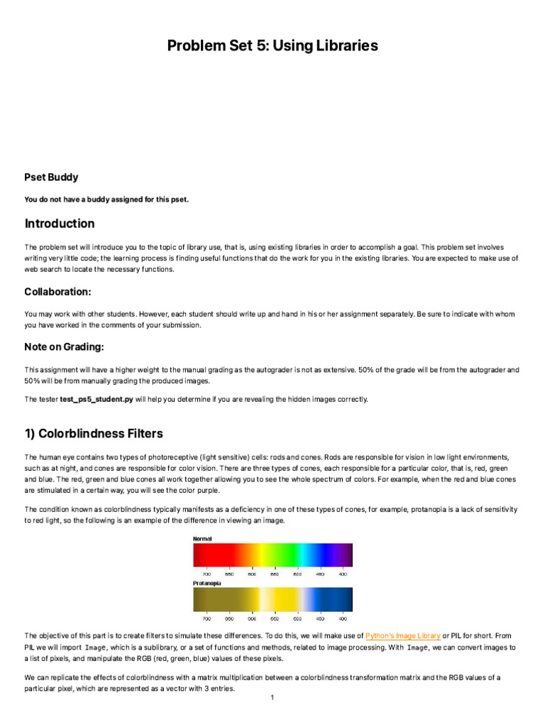 Problem Set 5 | PDF | Rgb Color Model | Color Problem Set 5 | PDF | Rgb Color Model | Color