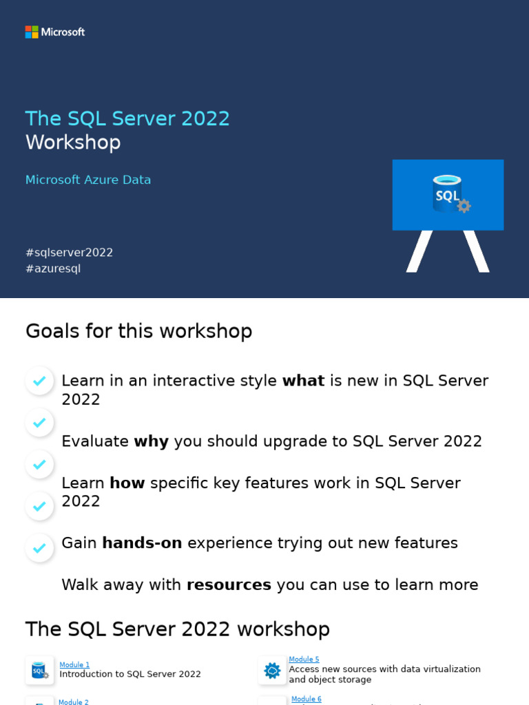 SQL Server 2022 Workshop Overview | PDF | Microsoft Sql Server ...