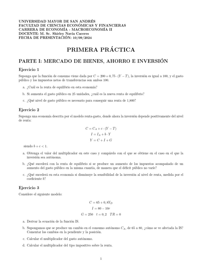 Primera Practica Macro II | PDF | Macroeconómica | Economias