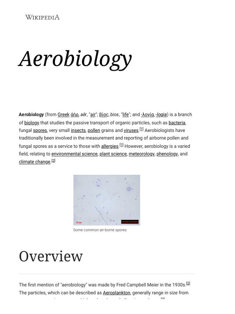 Aerobiology - Wikipedia | PDF | Wellness