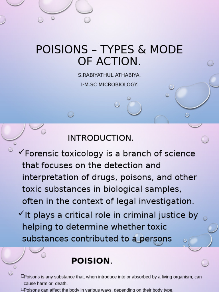 Poisions - Types & Mode of Action-1 | PDF | Poison | Toxin