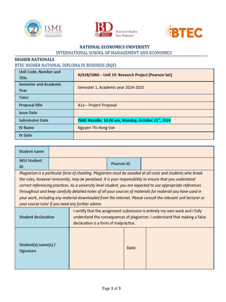 RP_A1a_Proposal_S1-2425 | PDF | Plagiarism | Methodology