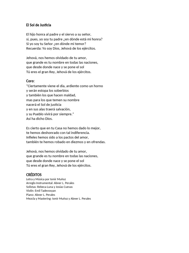 El Sol de Justicia - Letra | PDF
