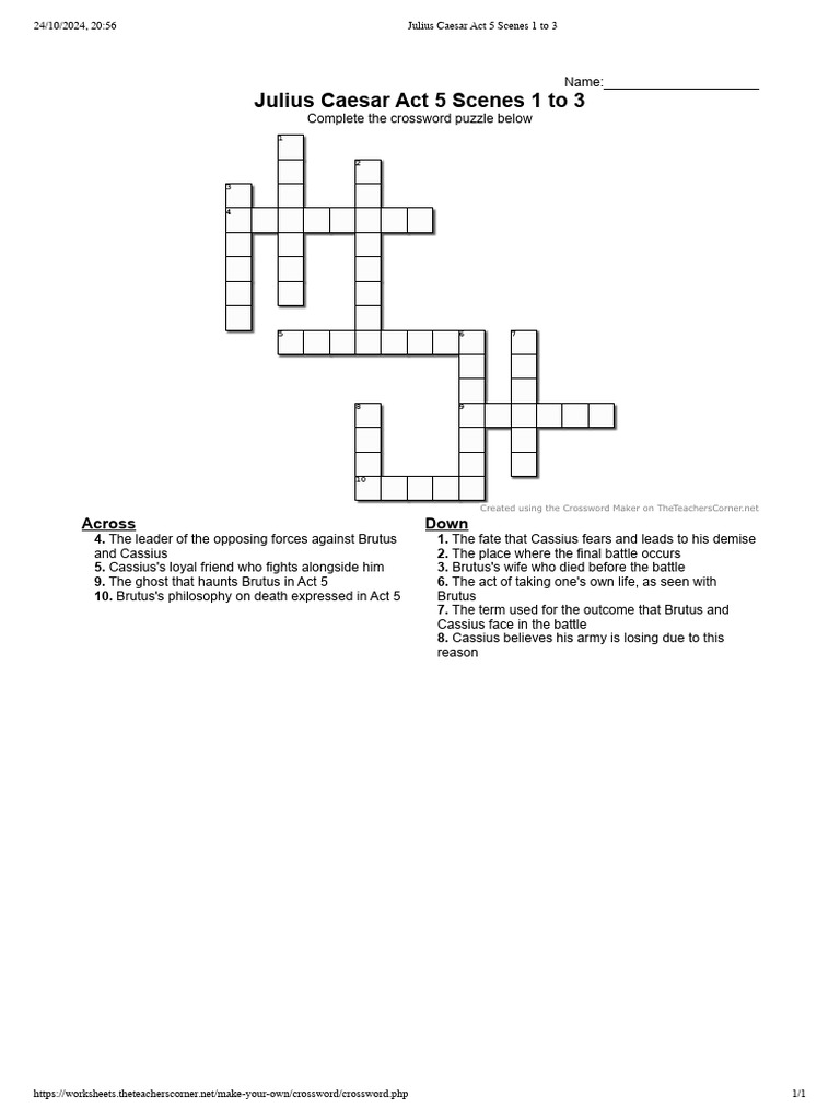 Julius Caesar Act 5 Scenes 1 to 3 | PDF