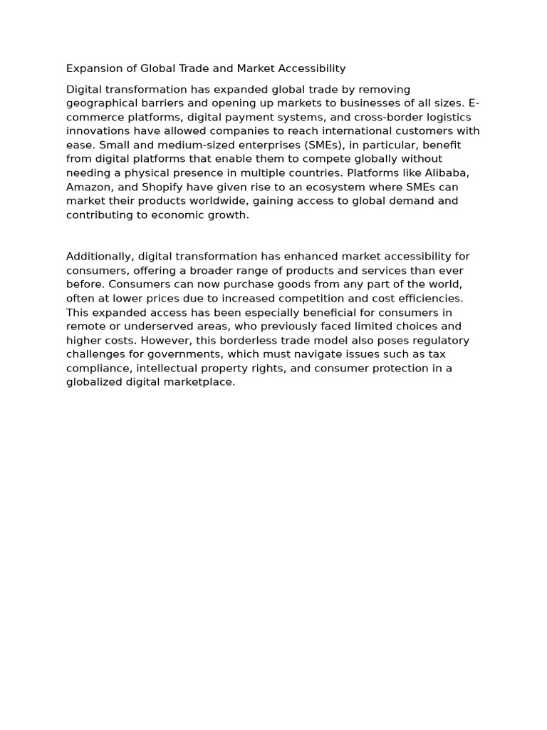 Expansion of Global Trade and Market Accessibility | PDF