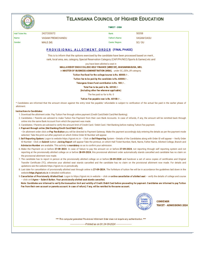 Allotment Order | PDF | Credit Card | Payments