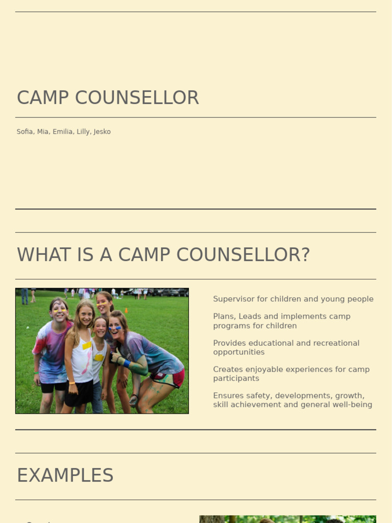 Camp Counselor Roles and Benefits | PDF