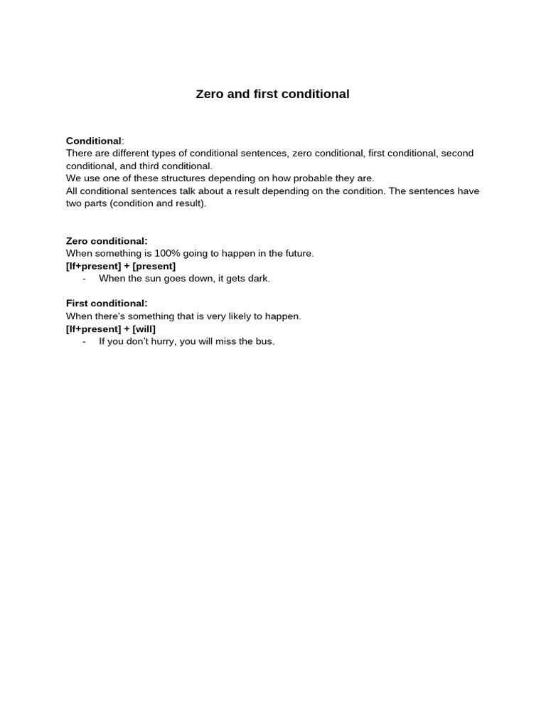 Zero and First Conditional | PDF