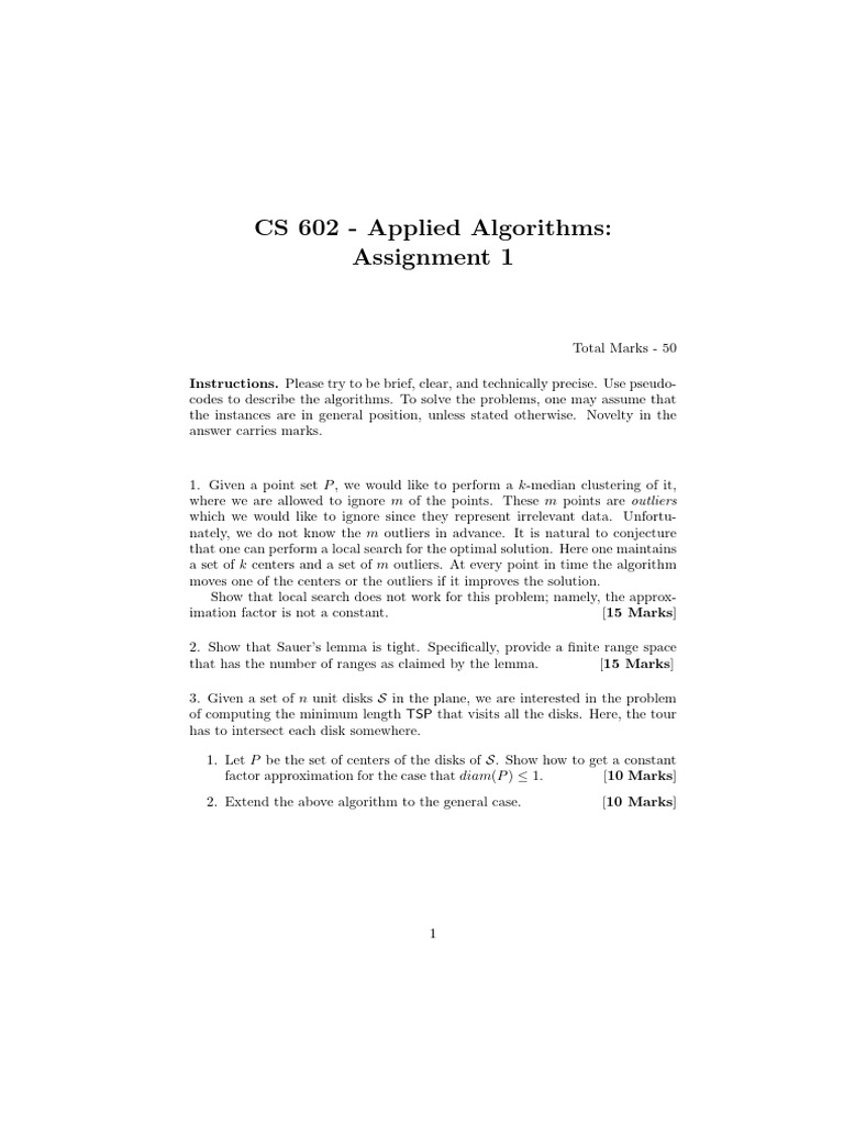 Applied Algorithms Assignment | PDF