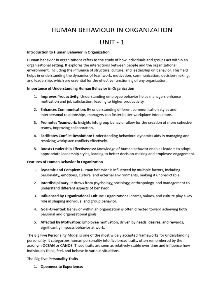 HUMAN BEHAVIOUR IN ORGANIZATION ANSWER | PDF | Attitude (Psychology ...