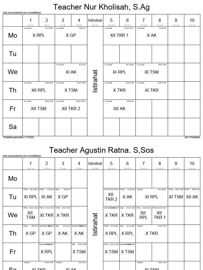 Jadwal Guru Sem Ganjil 2022-2023 | PDF | Rail Transport | Land Transport