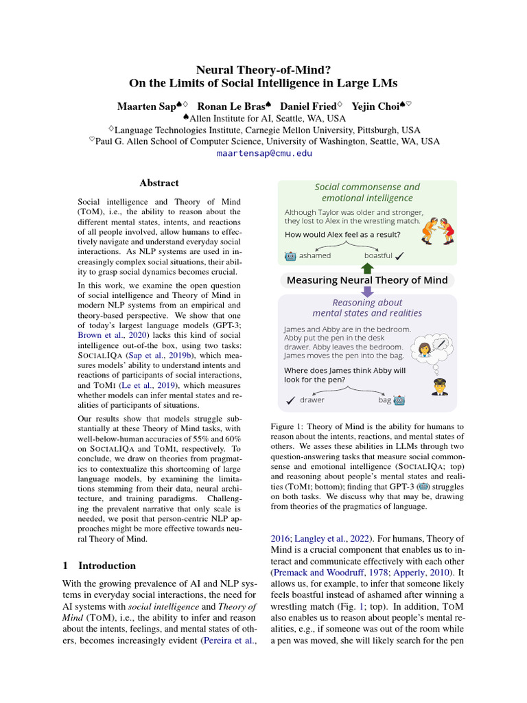 Neural Theory-Of-Mind? On The Limits of Social Intelligence in Large ...
