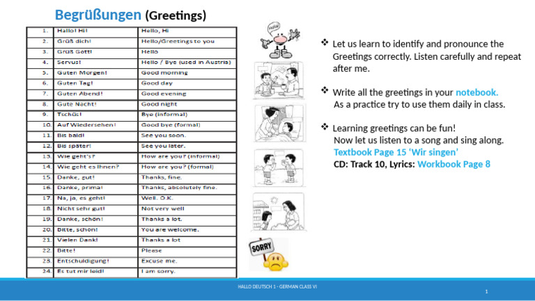 German Greetings Practice Guide | PDF | Language Arts & Discipline