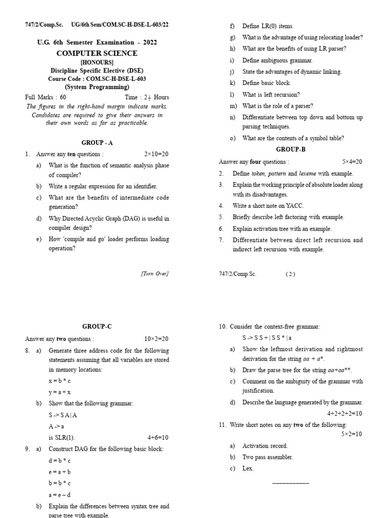 System Programming 2022 H Dse L 603 Pdf 