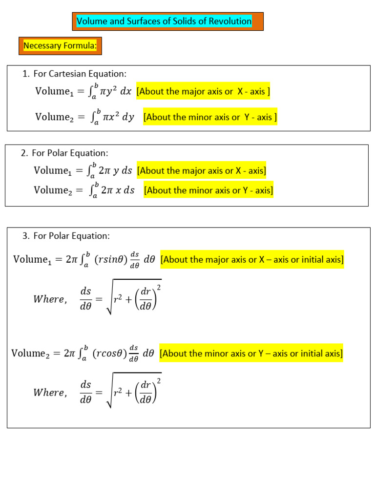 (Lec-8)Cse 205 Volume and Rectification Problem Solve by Integration | PDF | Coordinate System ...