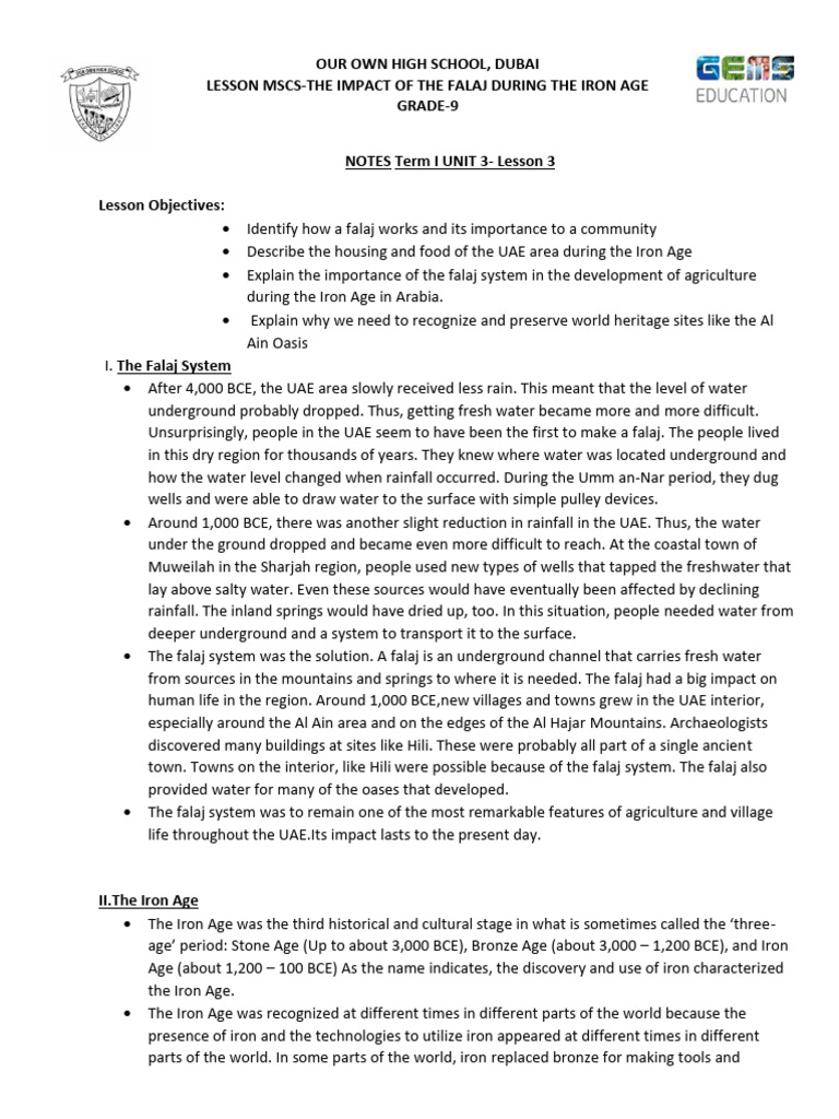 Notes-The Impact of Falaj During The Iron Age | PDF | United Arab ...