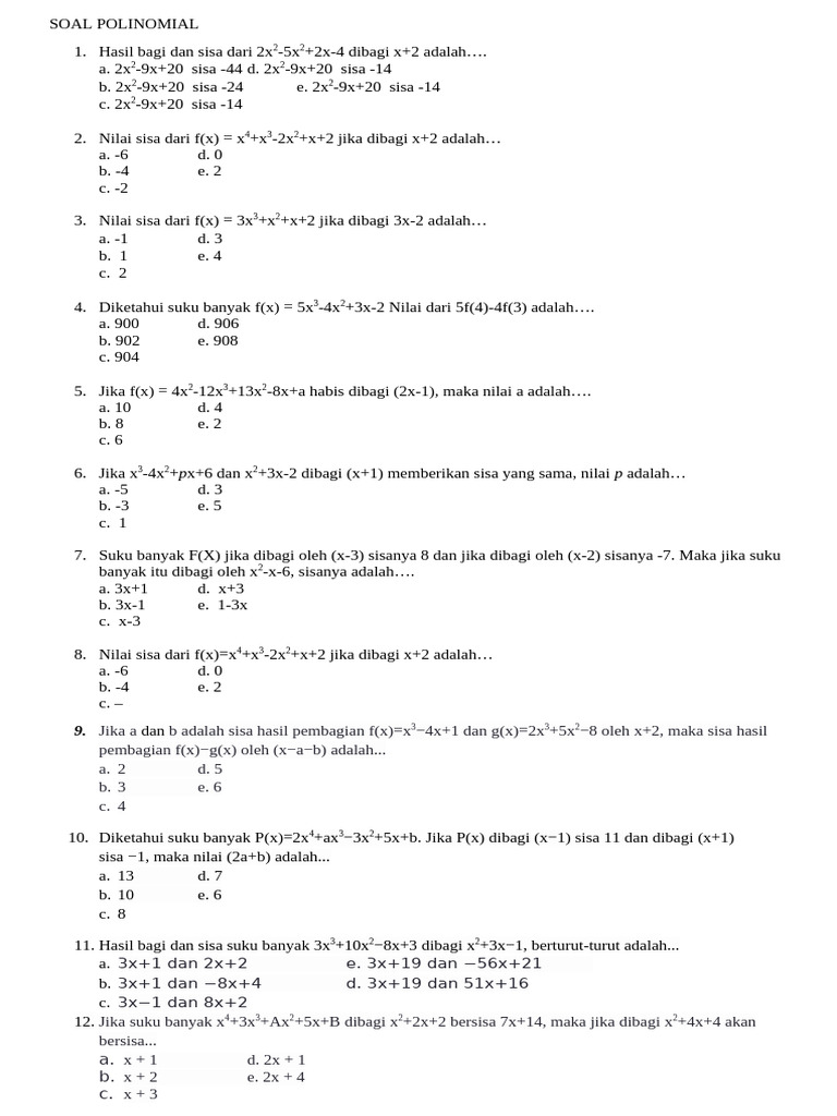 Soal Polinomial | PDF