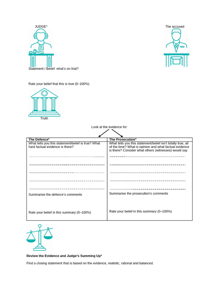 Courtroom Technique Template | PDF | Thought | Psychotherapy