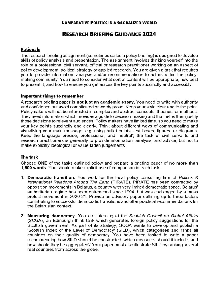 Comparative Politics Briefing Guide | PDF | Democracy | Political ...