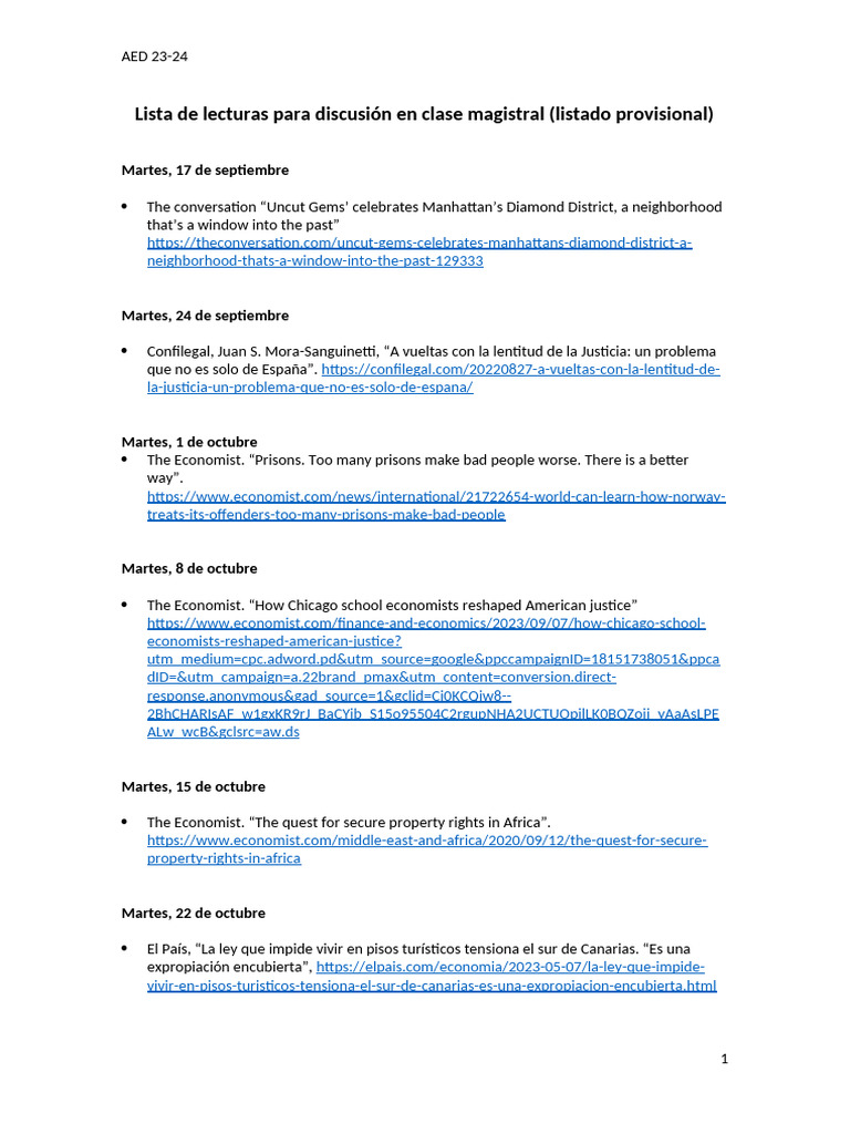Lista de Lecturas para Discusión en Magistrales 24-25 - V Sept 26 ...