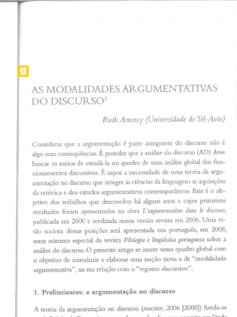 AMOSSY, Ruth. As Modalidades Argumentativas Do Discurso. in EMEDIATO ...