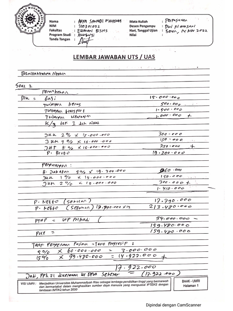 UTS Perpajakan Arya | PDF