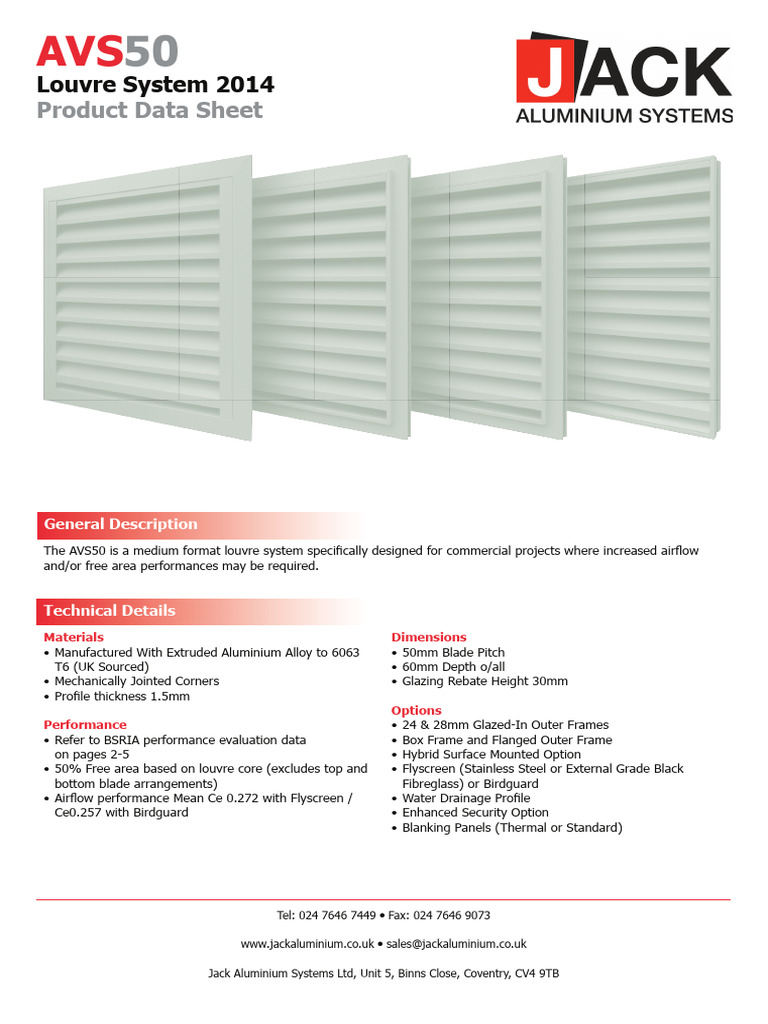 AVS50 Louvre System 2014 JACK 1 | PDF | Building Engineering | Materials