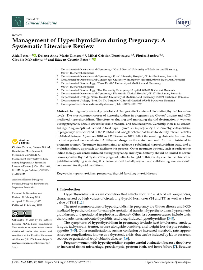 Management of Hyperthyroidism During Pregnancy: A Systematic Literature ...