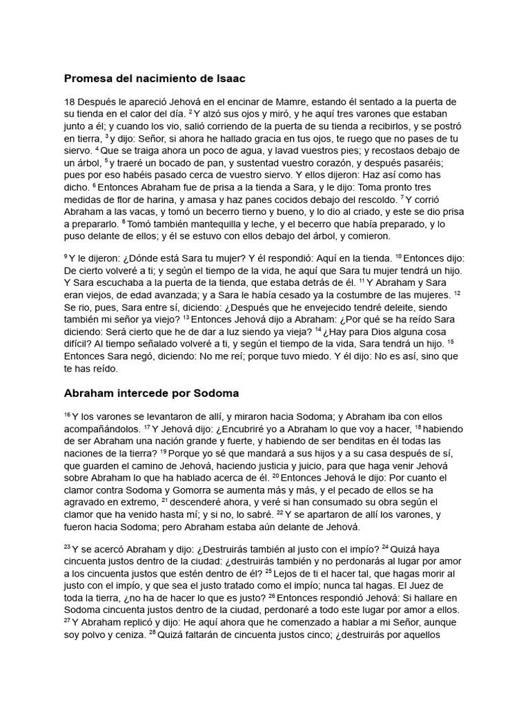 Promesa Del Nacimiento de Isaac | PDF | Abrahán | Sarah