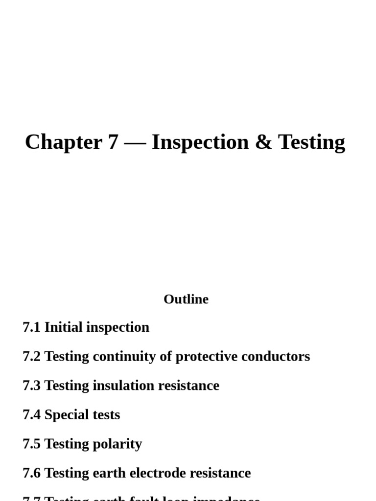 Chapter 7 - Inspection & Testing | PDF | Electrical Resistance And ...