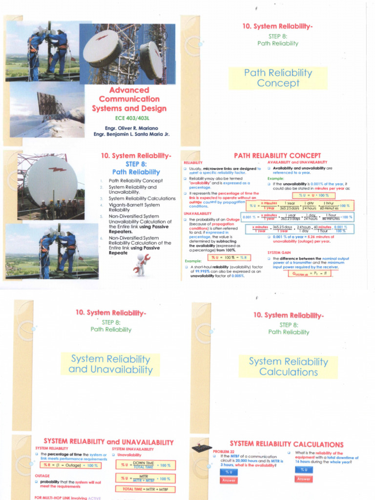 System Reliability Step 8 Path Reliability Handout Pdf Electronics Electrical 6990