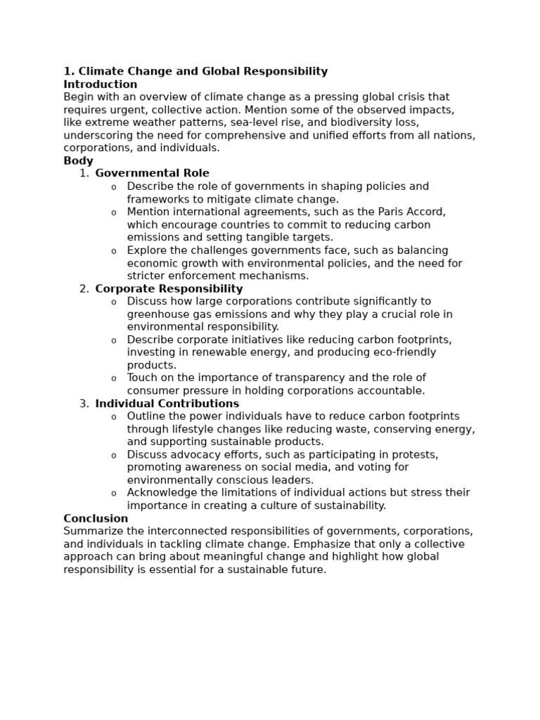 Climate Change: A Call for Global Responsibility | PDF