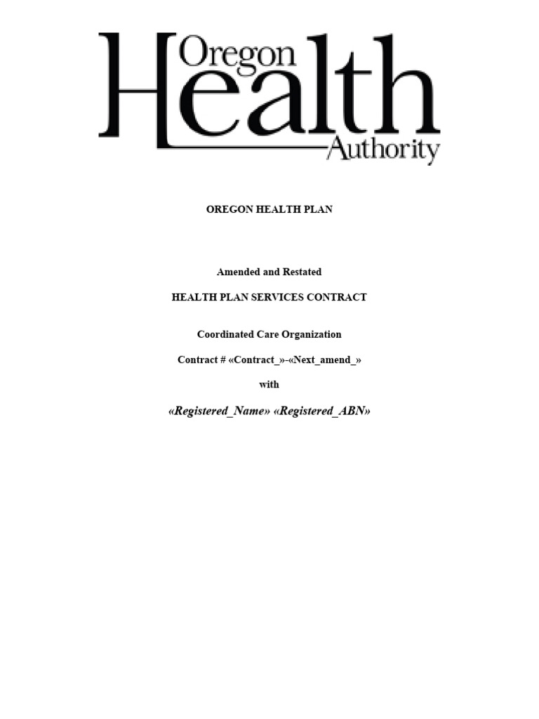 Oregon Health Plan CCO Contract Overview | PDF | Mental Health | Psychiatry