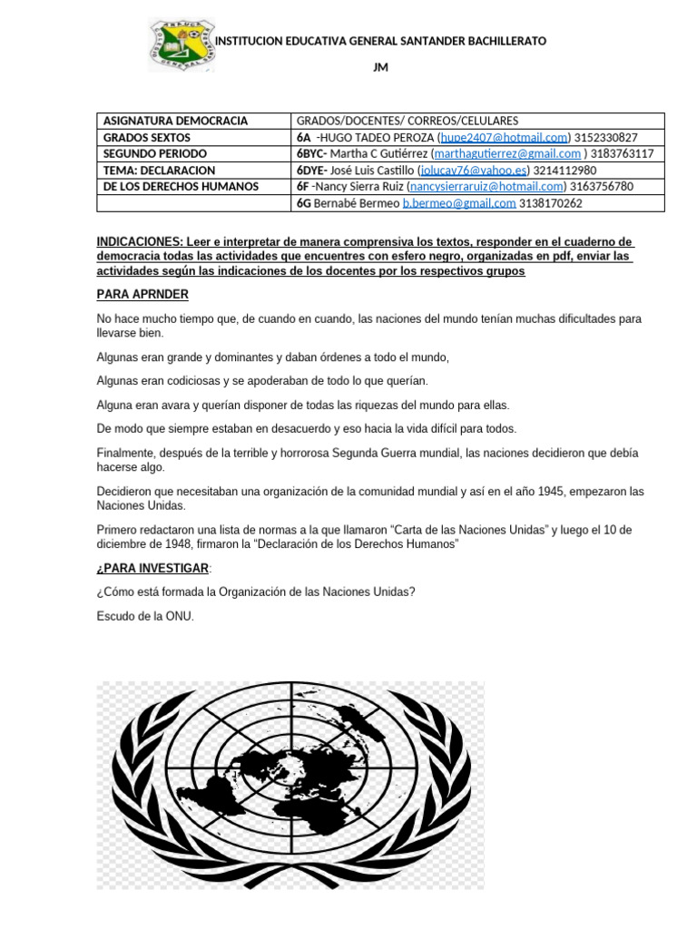 Declaracion Universal de Los Derechos Humanos 2 | PDF | Derechos ...
