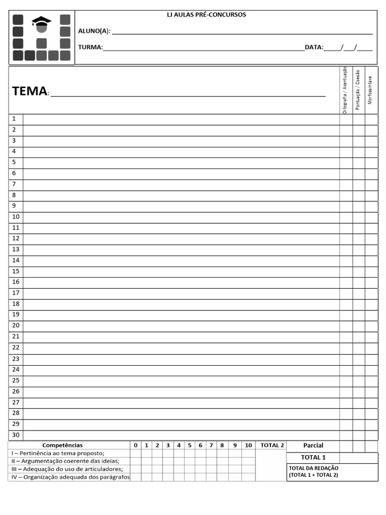Folha de Redação - PPMG - LJ Aulas | PDF