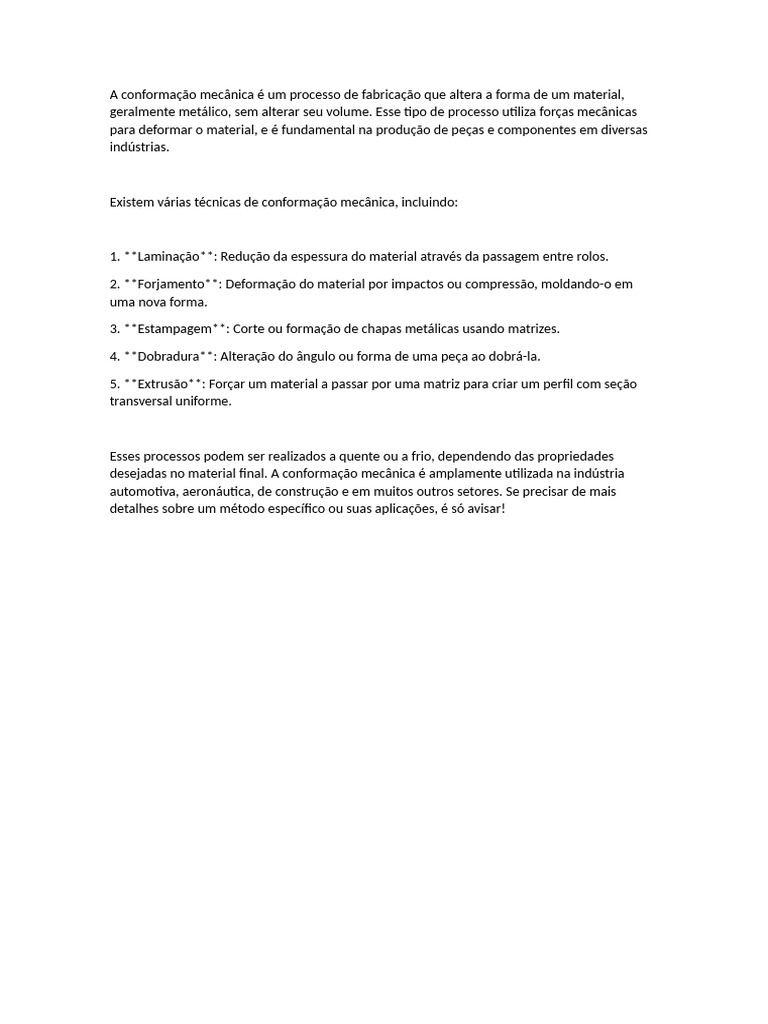 A Conformação Mecânica É Um Processo de Fabricação Que Altera A Forma ...