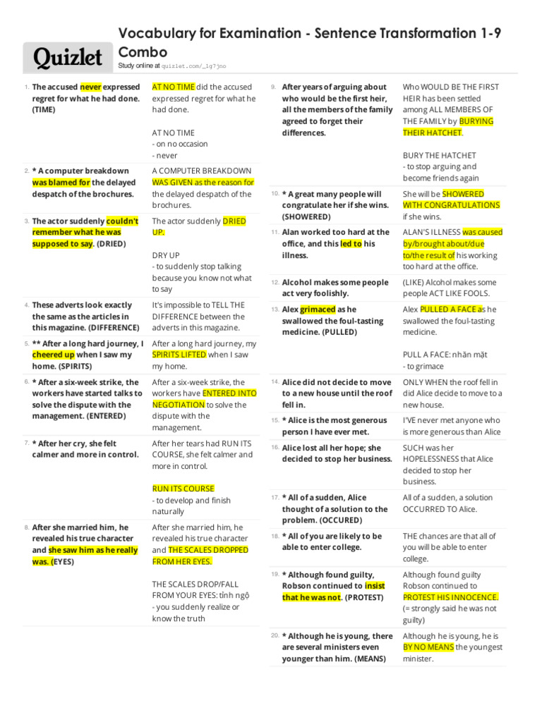 Sentence Transformation | PDF