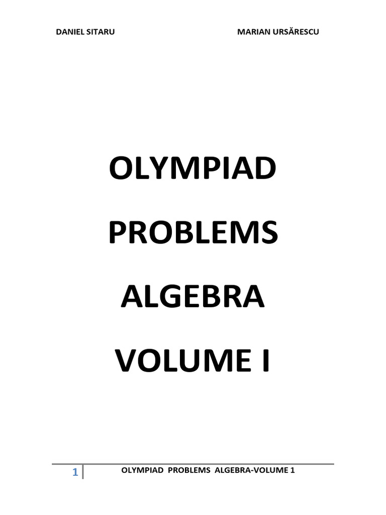 OLYMPIAD PROBLEMS ALGEBRA VOLUME 1 - Compressed | PDF | Square Root | Mathematics