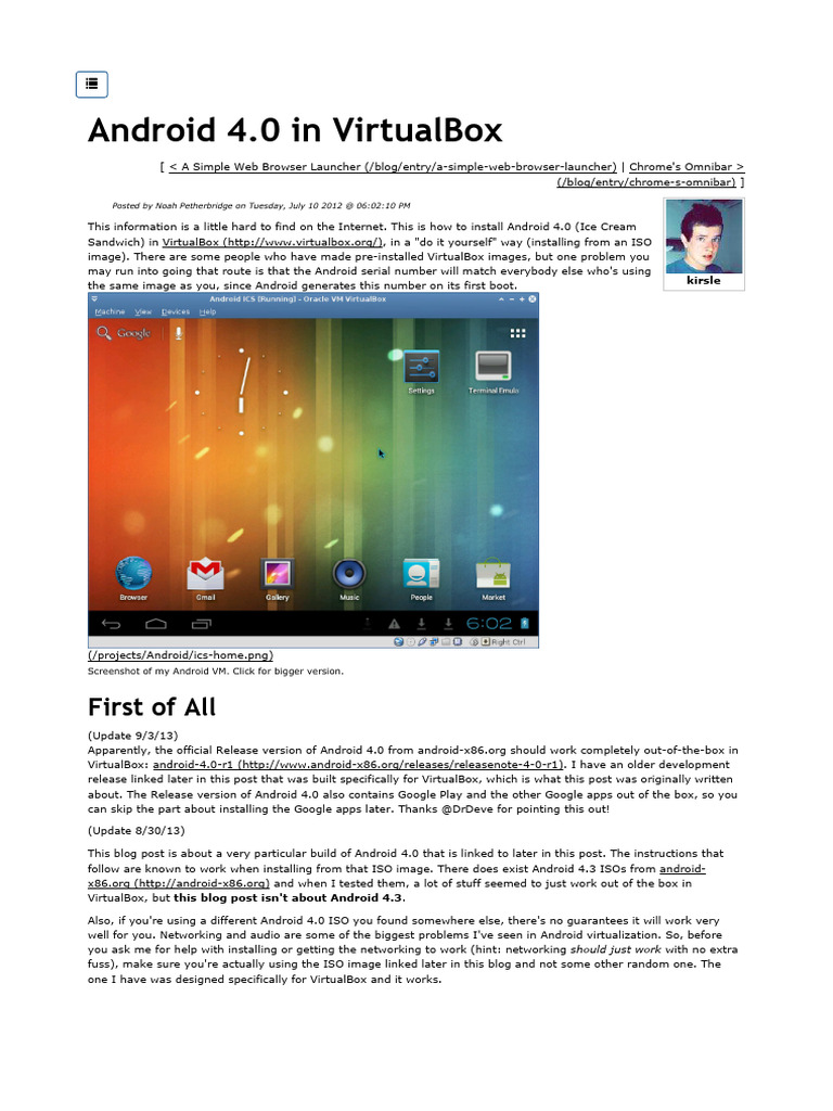 Android 4.0 in VirtualBox | PDF | Android (Operating System) | Virtual ...
