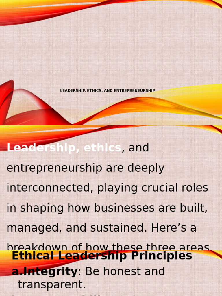 Ethical Leadership in Entrepreneurship | PDF | Entrepreneurship ...